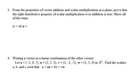 Solved 3 From The Properties Of Vector Addition And Scalar