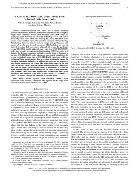 Pdf A Class Of Sec Ded Daec Codes Derived From Orthogonal Latin