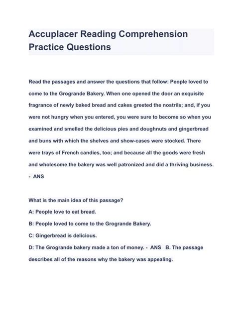 Accuplacer Reading Comprehension Practice Questions And Answers 2023 A Graded 100 Verified