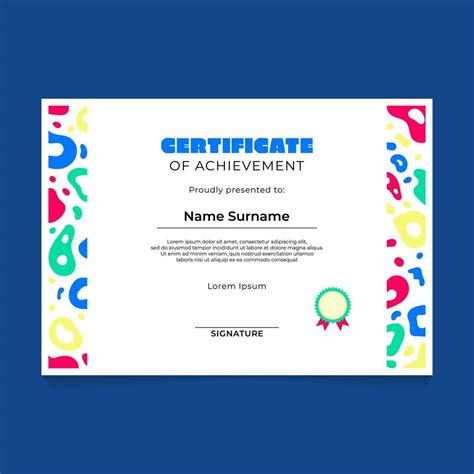 Certificate Template Design With Abstract Splash Liquid Border On The Side 66231668 Vector Art