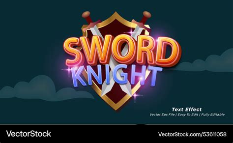 Sword Knight Title Gaming Text Effect Royalty Free Vector