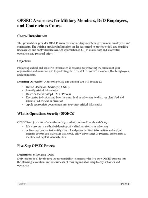Opsec Awareness For Military Members Dod Employees Pdf Risk Assessment Vulnerability