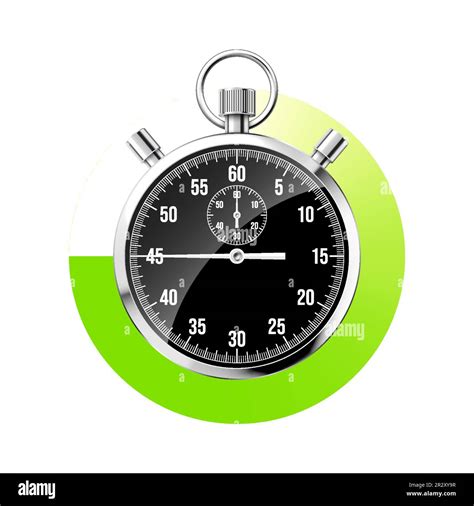 Realistic Classic Stopwatch Shiny Metal Chronometer Black Time Counter With Dial Green