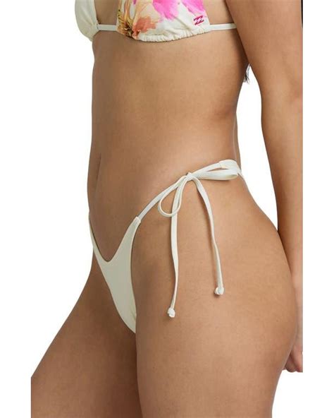 Billabong Sunny Shore Dippin Hike Side Tie Bikini Bottoms In Natural