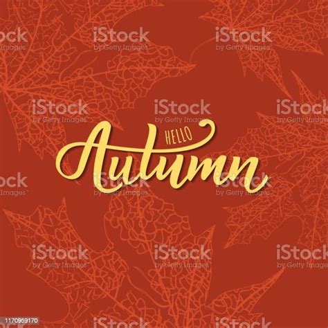 가을 손 문자 텍스트입니다 밝은 단풍과 텍스트 공간 벡터 배경입니다 카드 배너 템플릿 웹 포스터에 적합합니다 가을 광고 디자인입니다 0명에 대한 스톡 벡터 아트 및 기타