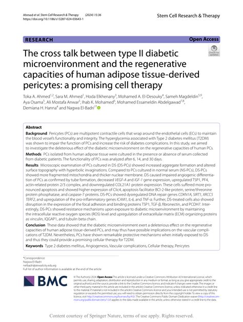 Pdf The Cross Talk Between Type Ii Diabetic Microenvironment And The Regenerative Capacities