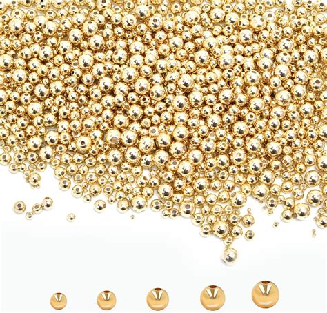 Mapoieu 260pcs 18k Gold Filled Spacer Round Beadsseamless
