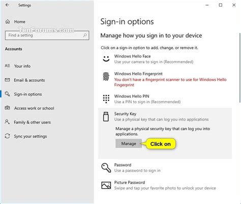 Reset Security Key To Factory Defaults In Windows 10 Tutorials