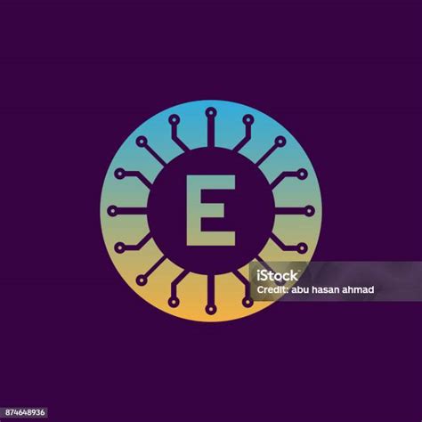 기술 초기 문자 E 아이콘 디자인 개념에 대한 스톡 벡터 아트 및 기타 이미지 개념 개념과 주제 공장 산업 건물 Istock