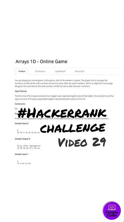 Online Game Hackerrank Challenge Video 29 Purplecode404 Hackerrankofficial Shorts Coding