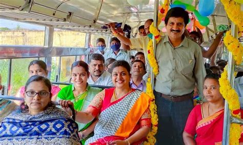 Min RK Roja Travels In RTC Bus With Students