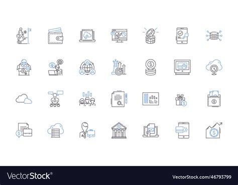 Thriftiness Line Icons Collection Frugality Vector Image