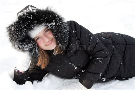 Beautiful Girl In Snow Stock Image Image Of Attractive 18235093