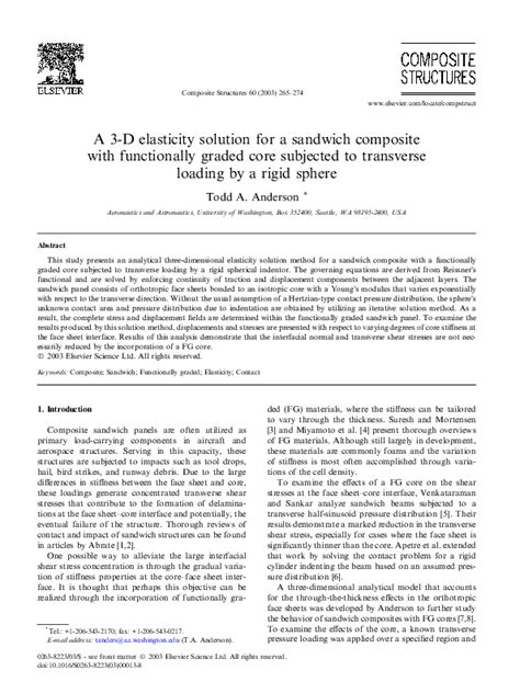 Pdf A 3 D Elasticity Solution For A Sandwich Composite With Functionally Graded Core Subjected