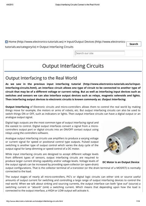 Pdf Output Interfacing Circuits Connect To The Real World Dokumentips