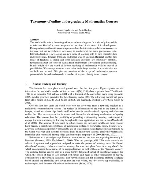 Pdf Taxonomy Of Online Undergraduate Mathematics Courses