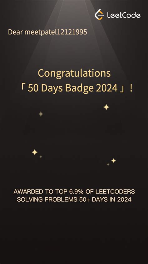Meetkumar Patel On Linkedin 🌟 Achievement Unlocked Leetcode 50 Days