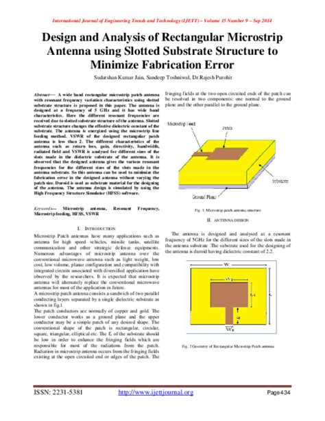 Pdf Design And Analysis Of Rectangular Microstrip Patch Antenna Using