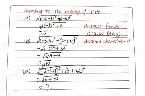 Solved D Find The Distance Of The Following Pairs Of Points Using The Distance Formula A A