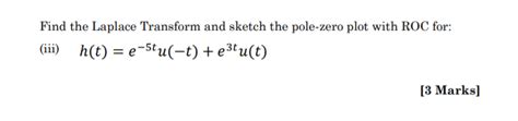 Solved Find The Laplace Transform And Sketch The Pole Zero