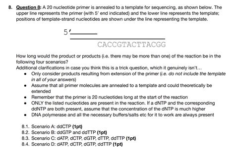 Solved Question 8 A 20 Nucleotide Primer Is Annealed To A
