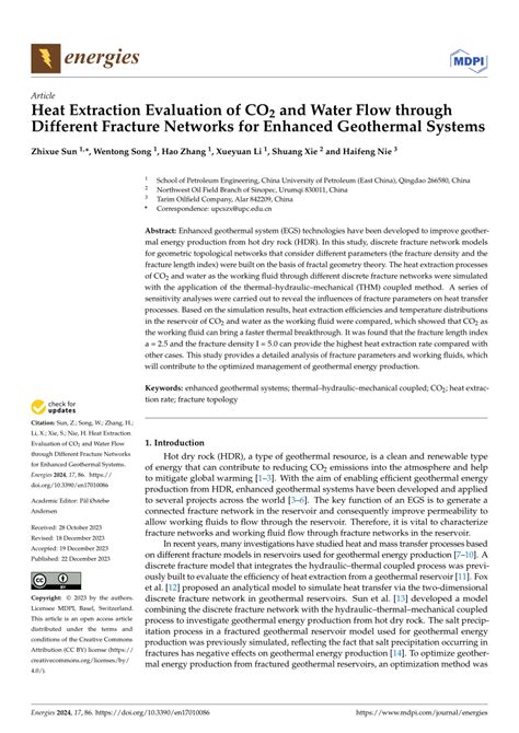Pdf Heat Extraction Evaluation Of Co2 And Water Flow Through Different Fracture Networks For