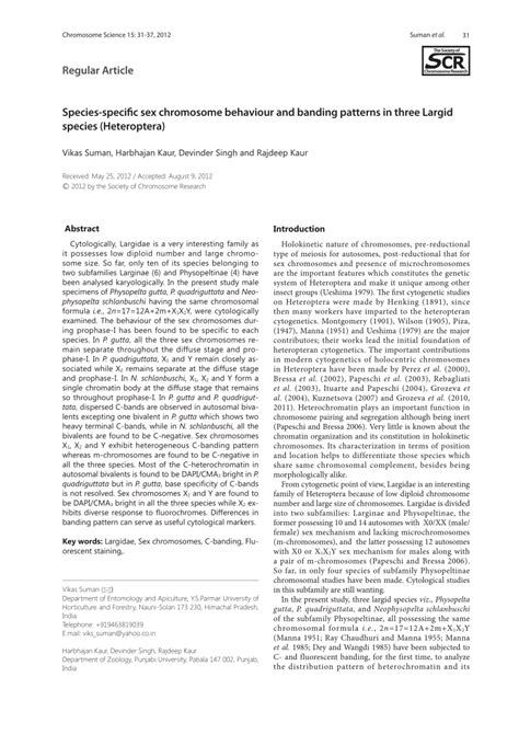 PDF Species Specific Sex Chromosome Behaviour And Banding Patterns In Three Largid Species