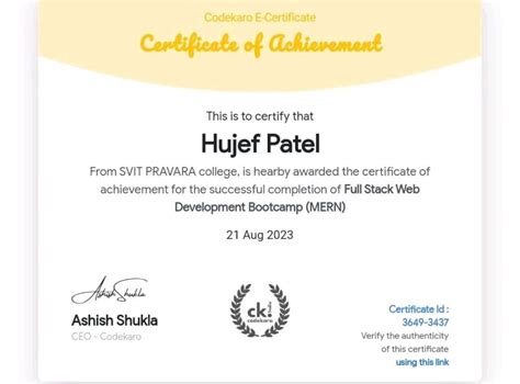 Hujef Patel On Linkedin Completed Mern Stack Development