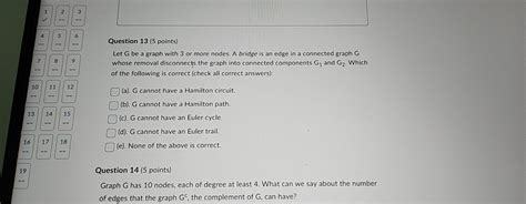 Solved Question 13 5 Points Let G Be A Graph With 3 Or Chegg Com