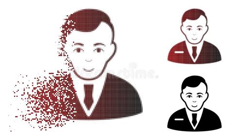 Dissolving Pixelated Halftone Businessman Icon Stock Vector