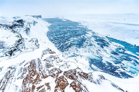 Premium Photo Gullfoss Waterfall View And Winter Lanscape Picture In