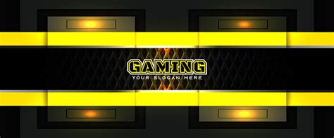 금속 기술 개념과 미래 노란색과 검은 색 추상적 인 게임 배너 디자인 템플릿 벡터 그래픽 3차원 형태에 대한 스톡 벡터 아트 및