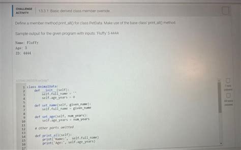 Solved Define A Member Method Print Allo For Class Petdata