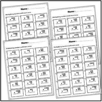 Multiplying Number With More Zeros Worksheets By Komal Arshad TPT