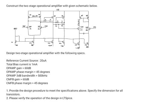 Solved Design Two Stage Op Amp Construct The Two Stag