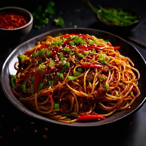 Spicy Szechuan Noodles Premium Ai Generated Image