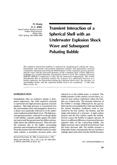 Pdf Transient Interaction Of A Spherical Shell With An Underwater Explosion Shock Wave And