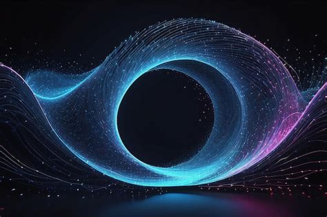 Premium Ai Image Abstract Circle Wave With Moving Dots Flow Of Particles Cyber Technology