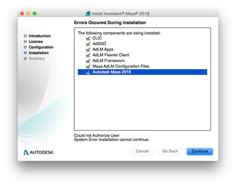 Errors Occurred During Installation When Installing Maya On A Mac