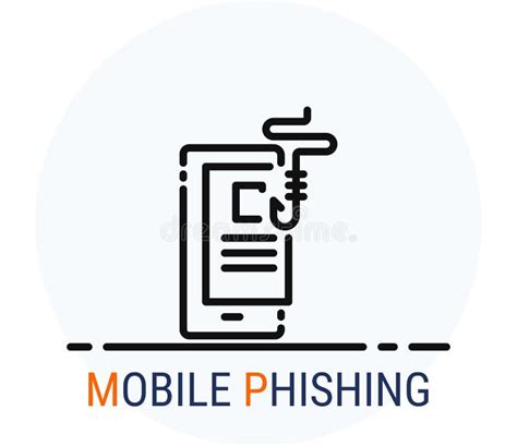 Line Icons Style Hacker Cyber Crime Attack Mobile Phishing For Web