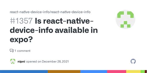 Is React Native Device Info Available In Expo · Issue 1357 · React Native Device Inforeact