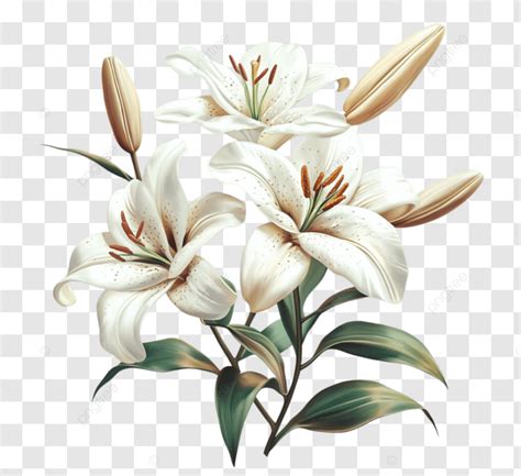 싹 일러스트와 함께 우아한 흰색 백합 꽃 백합 꽃들 하얀색 Png 일러스트 및 이미지 에 대한 무료 다운로드 Pngtree