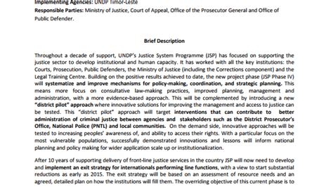 Jsp Project Document 2014 2018 United Nations Development Programme