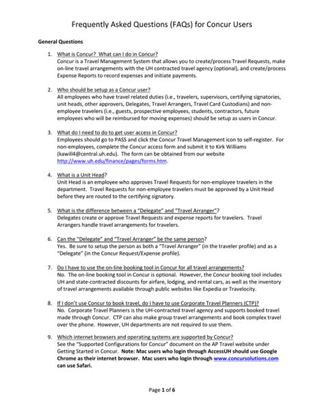 Frequently Asked Questions For Concur Users