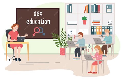 Premium Vector Sex Education Flat Background With Female Teacher At Board Giving Lesson To
