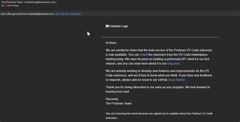 received email saying vs code extension is available for beta but not