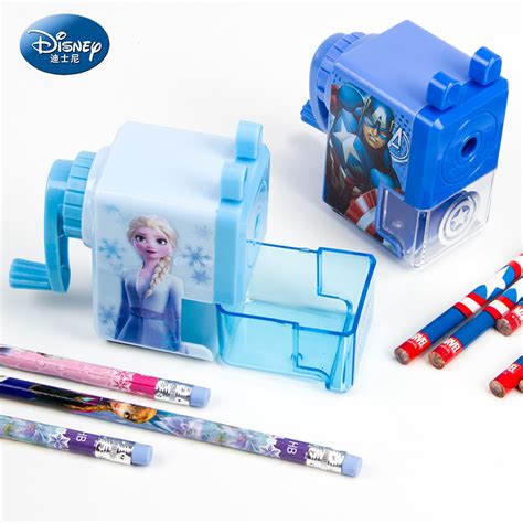 迪士尼冰雪奇缘削笔机自动进笔小学生用铅笔刨美国队长卡通手摇式削笔刀卷笔刀转笔刀自动进铅手动钻笔刀儿童 虎窝淘