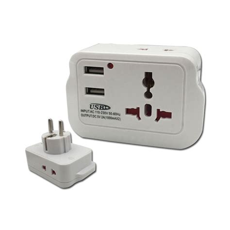 Universal Socket With UK Plug And USB Port White Travel Socket Adaptor