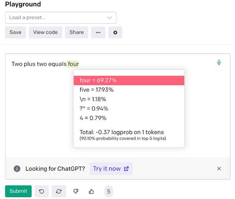 Openais Gpt Playground Showing Continuation Frequencies Download Scientific Diagram