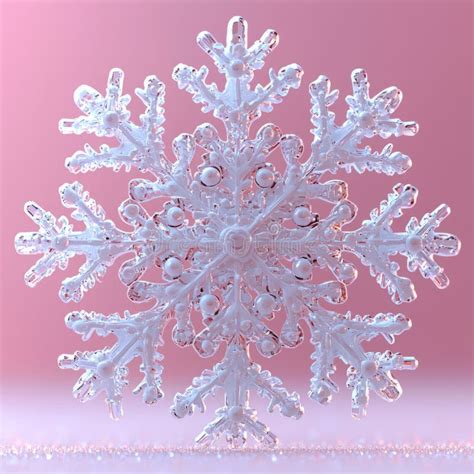 Intricate Frosted Snowflake On Soft Pink Background Stock Illustration Illustration Of